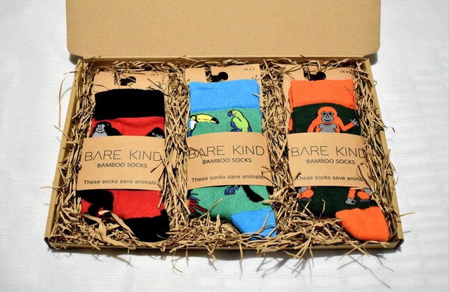 Rainforest 2 Sock Gift Box - contains 3 x Bare Kind Bamboo Socks