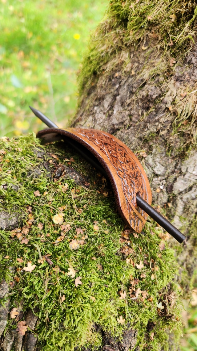 Catogan feuilles de chêne et glands, marron
