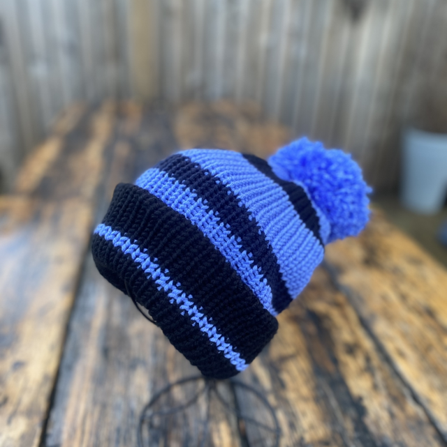 CUSTOM. MADE TO ORDER. adult beanie in cornflower blue and black ...