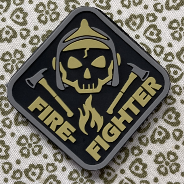 A - Patch carré FIRE FIGHTER - PVC | Amicale Dragon76 Le Havre