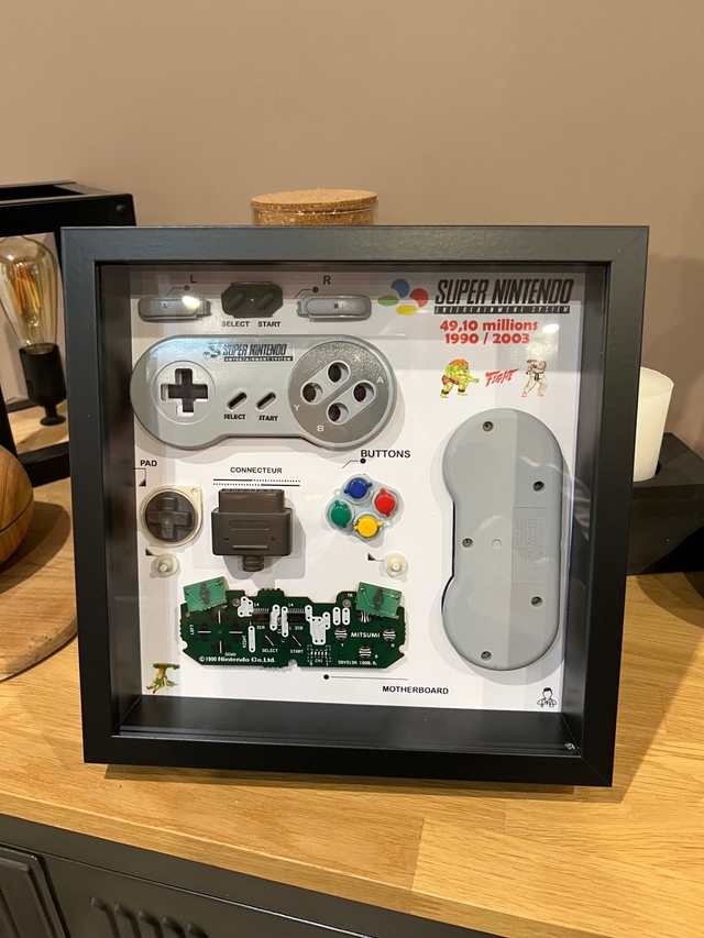 Cadre 3D Diorama shadowbox manette Super Nintendo