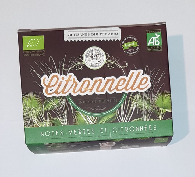 Tisane Citronelle en infusette, herboristerie créole,95g