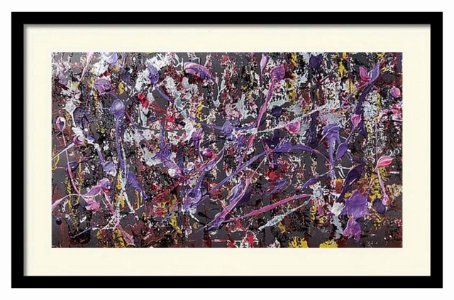 ARTE INFORMALE DIPINTO " L'OSCURA DANZA DEL VIOLA