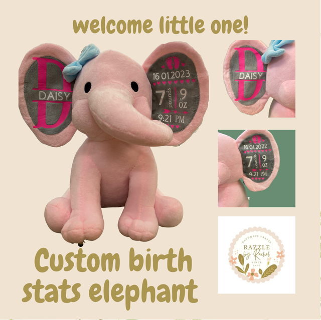 Custom Birth Stats Elephant | RazzlebyRachel
