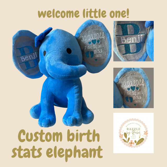 Custom Birth Stats Elephant | RazzlebyRachel