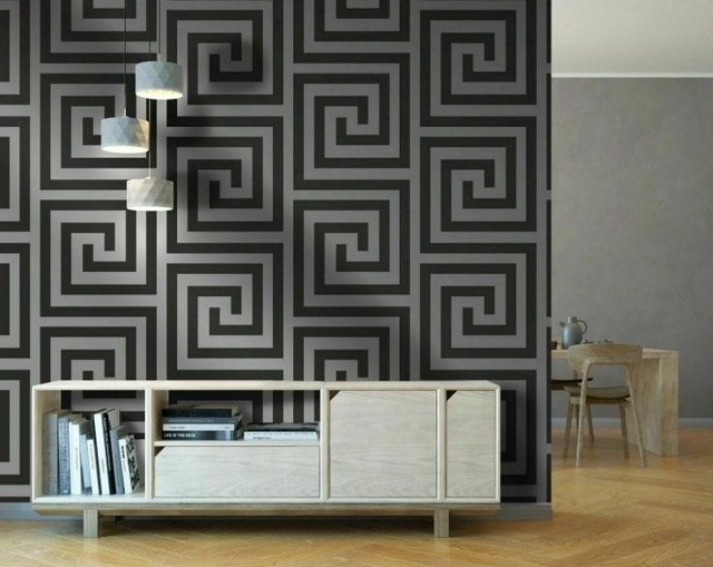 Greek Key Black/ Silver