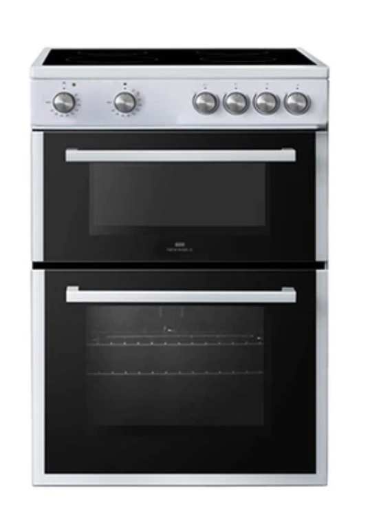 New World NWTC60CW 60cm Twin Cavity Electric Cooker with Ceramic Hob White