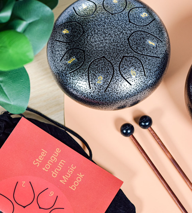 Steel Tongue Drums 6 inch 8-note - Silver | Music & Bean Co