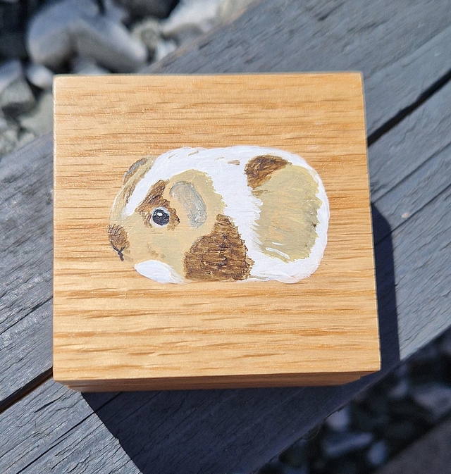 Guinea pig solid oak trinket box
