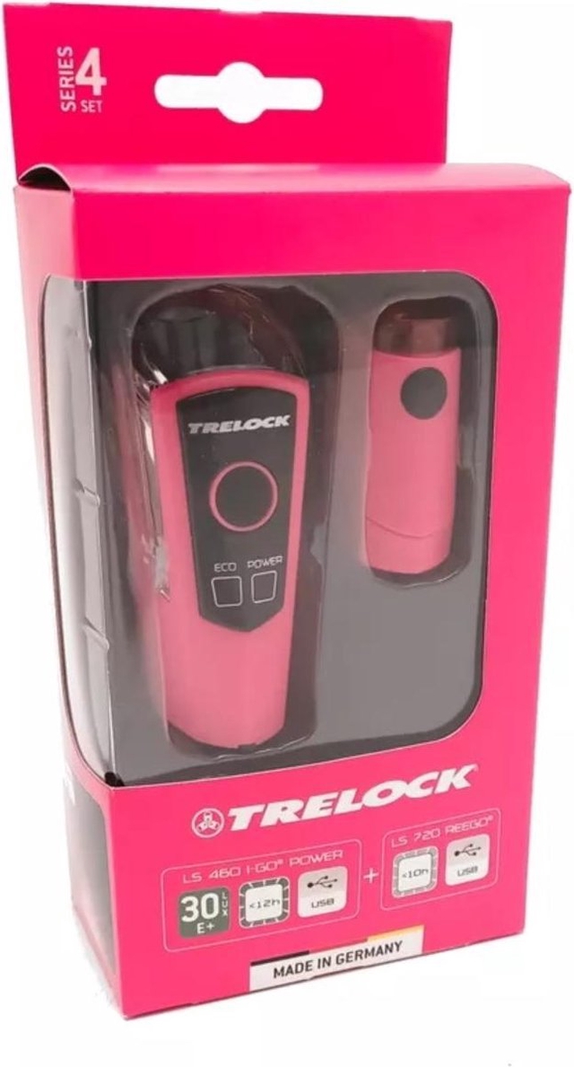 Trelock Fietslicht Set - voor - en Achterlicht - USB - Roze