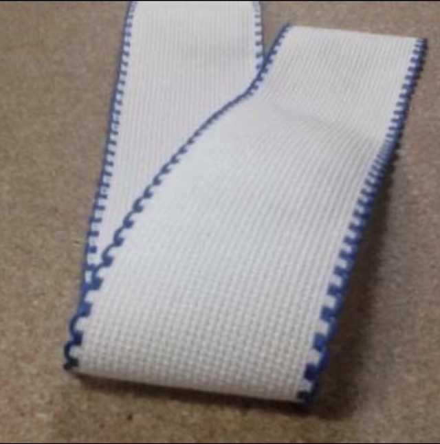 1” White Aida Band with Royal Blue edging per metre | Cross stitch Aida ...