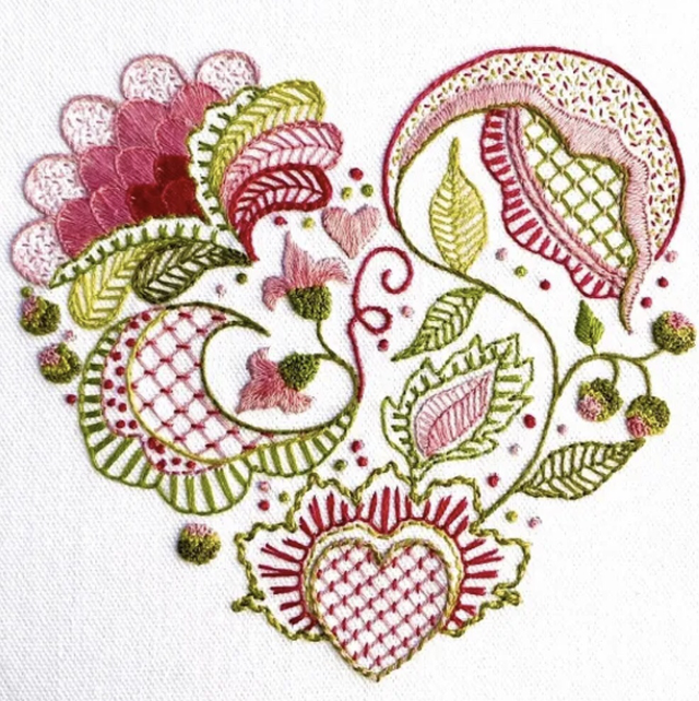 Crewel Heart Contemporary Embroidery by Dizzy & Creative Designs ...