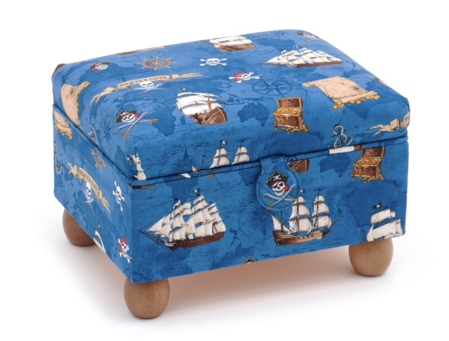 XL Sewing Stool: Pirate Theme - 100% Cotton Fabric- Embroidery Stool