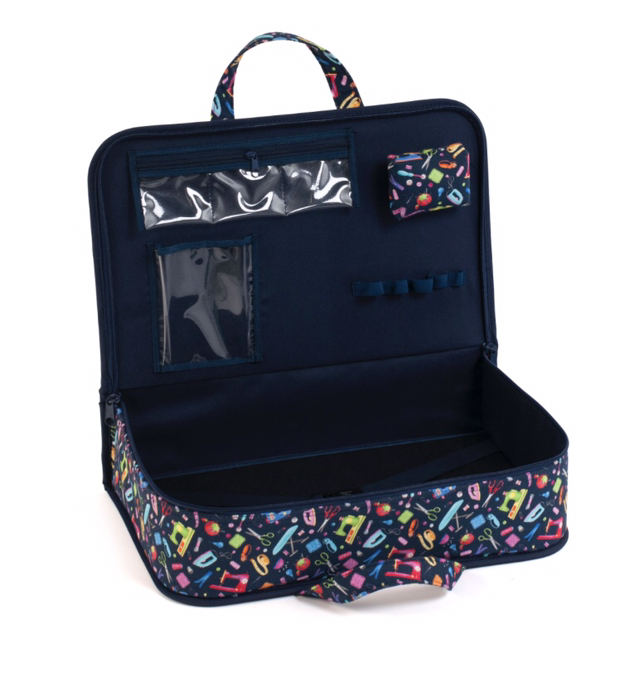 Mini Suitcase Project Case with Sewing Print - 100% Cotton - 9.5 x 38 x ...