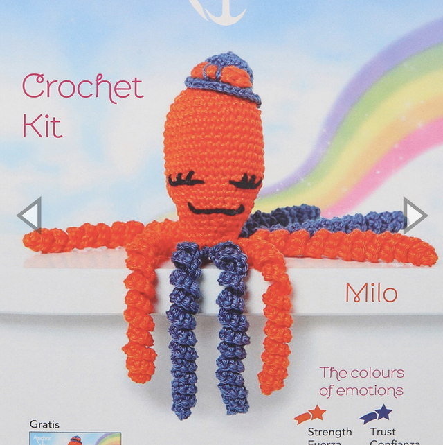 Beginner Friendly Crochet Kit: Milo Octopus in Orange/Blue - All-in-One ...
