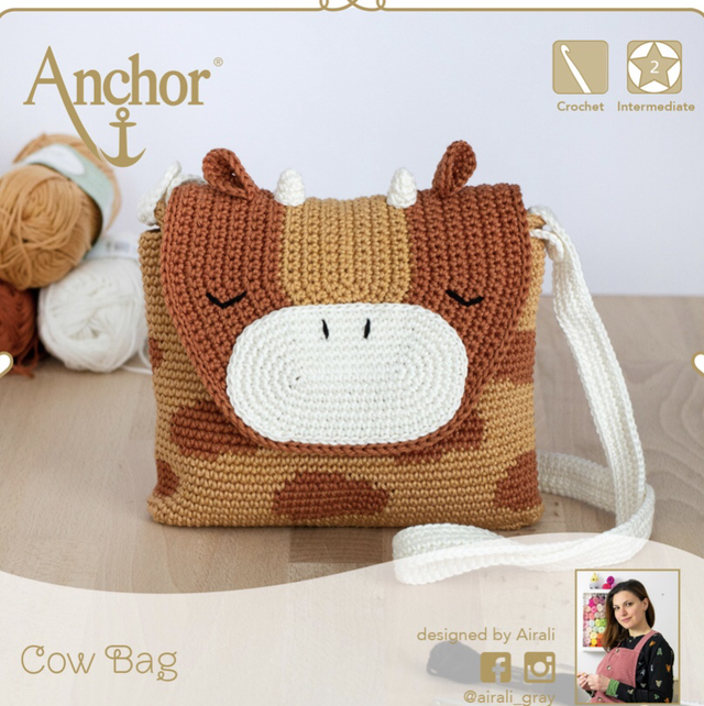 Cow Crochet Bag Kit - Airali Gray Collaboration, Intermediate Level ...