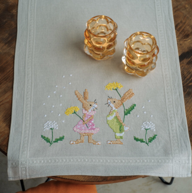 Embroidery Kit: Table Runner: Easter Rabbits | CXCCraftyThreads