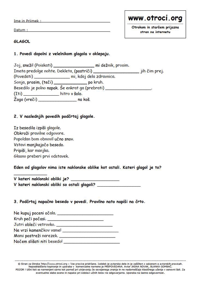 Učni listi za 7. razred O.Š. na USB ključu