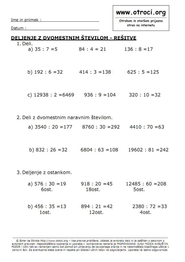 Učni listi za 5. razred O.Š. na USB ključu