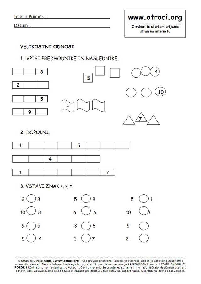 Učni listi od 1. do 9. razreda O.Š. na USB ključu