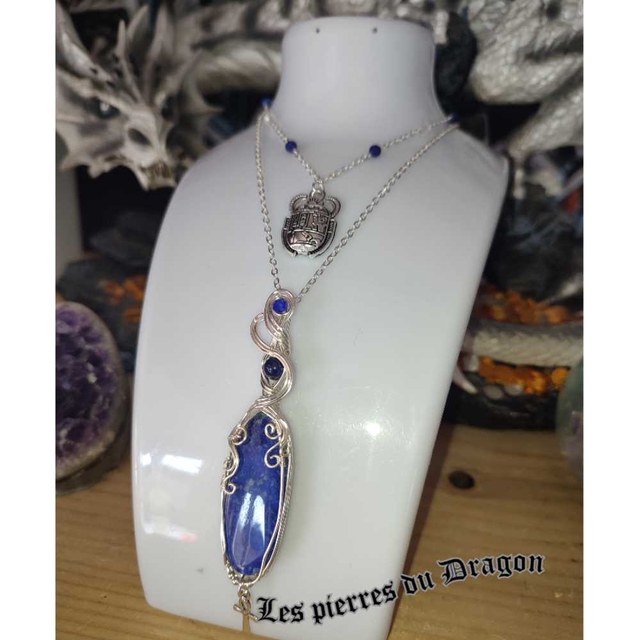 Talisman Égyptien Double en Lapis Lazuli et Cristal de Roche - Scarabée ...