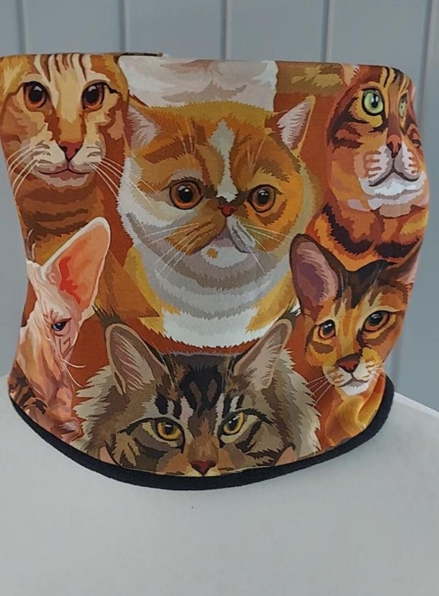 Cats Neck Warmer, Snood with Black Fleece,