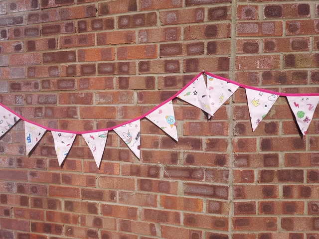 Girly Pink lol Unicorn Bunting Flags, Cotton Bunting, Garland, Wall Hanging