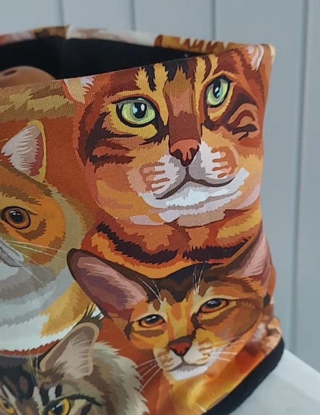Cats Neck Warmer, Snood with Black Fleece,