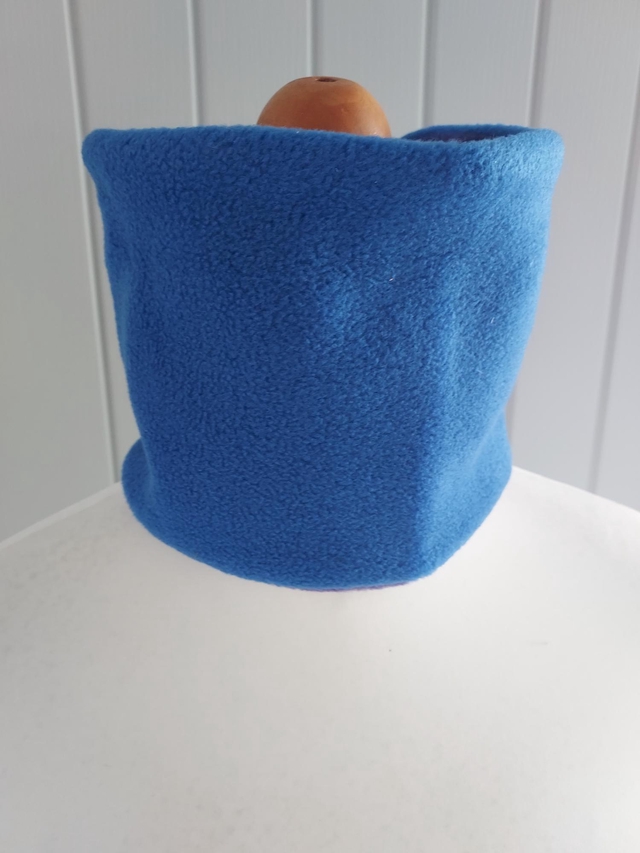 Blue Fleece Neck Warmer, Snood with Purple Fleece,