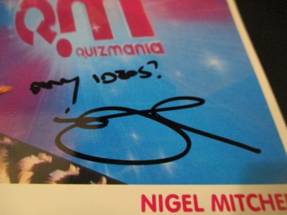 Nigel Mitchell Authentic Autographed Quizmania 8x6 Cast Card