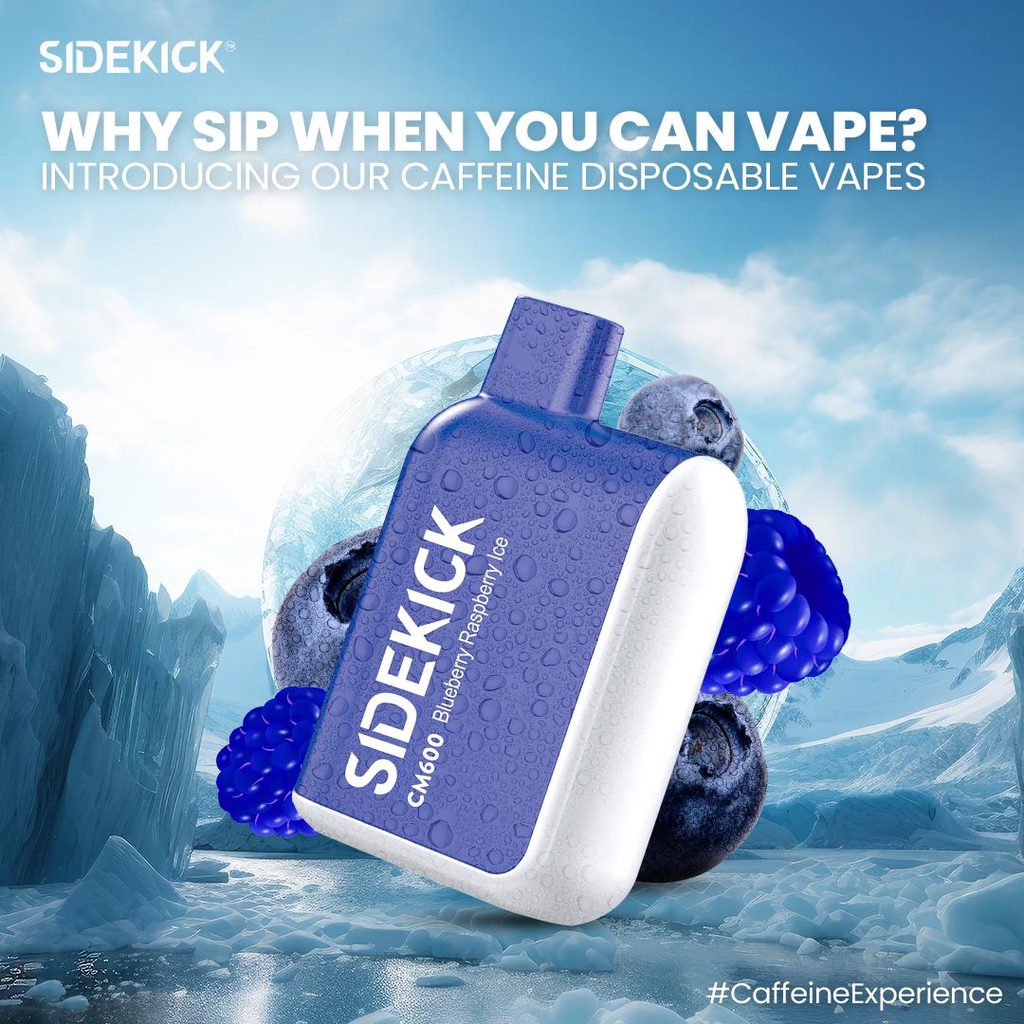 Disposable caffeine vape, nicotine vape, sidekick vape, uk